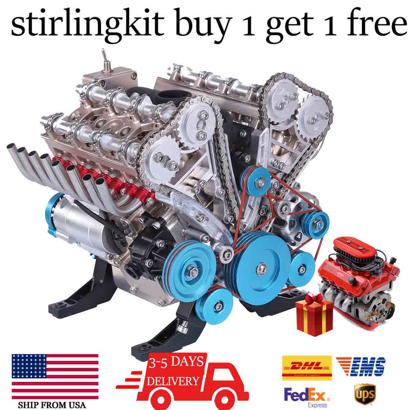 Teching V8 Mechanical Metal Assembly DIY Car Engine Model Kit 500+Pcs ...