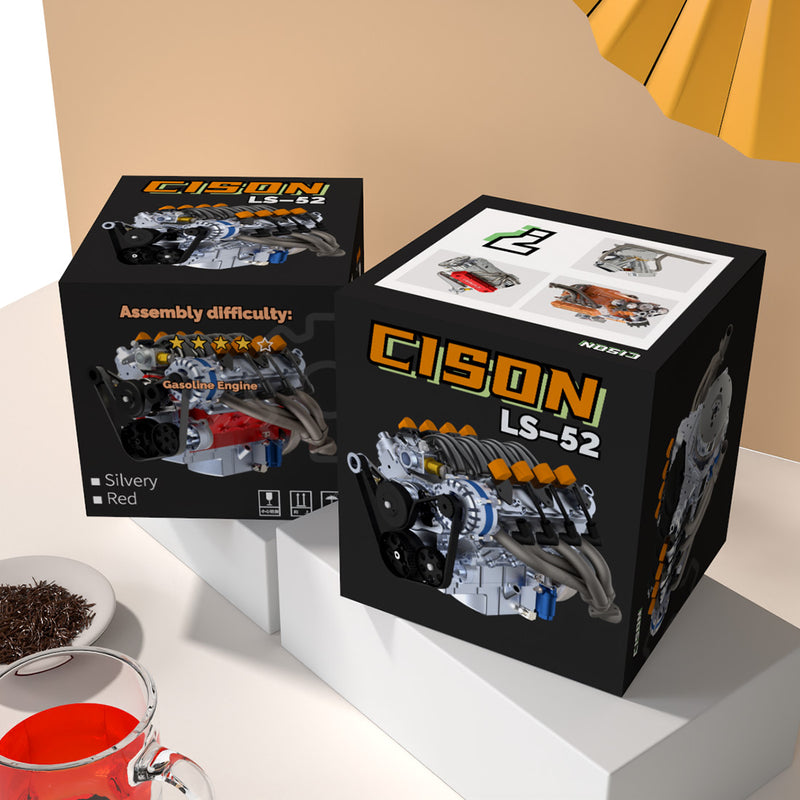 CISON LS-52 Mini V8 Engine Model Kit – 1/5 Scale 52cc Water-Cooled 4 ...