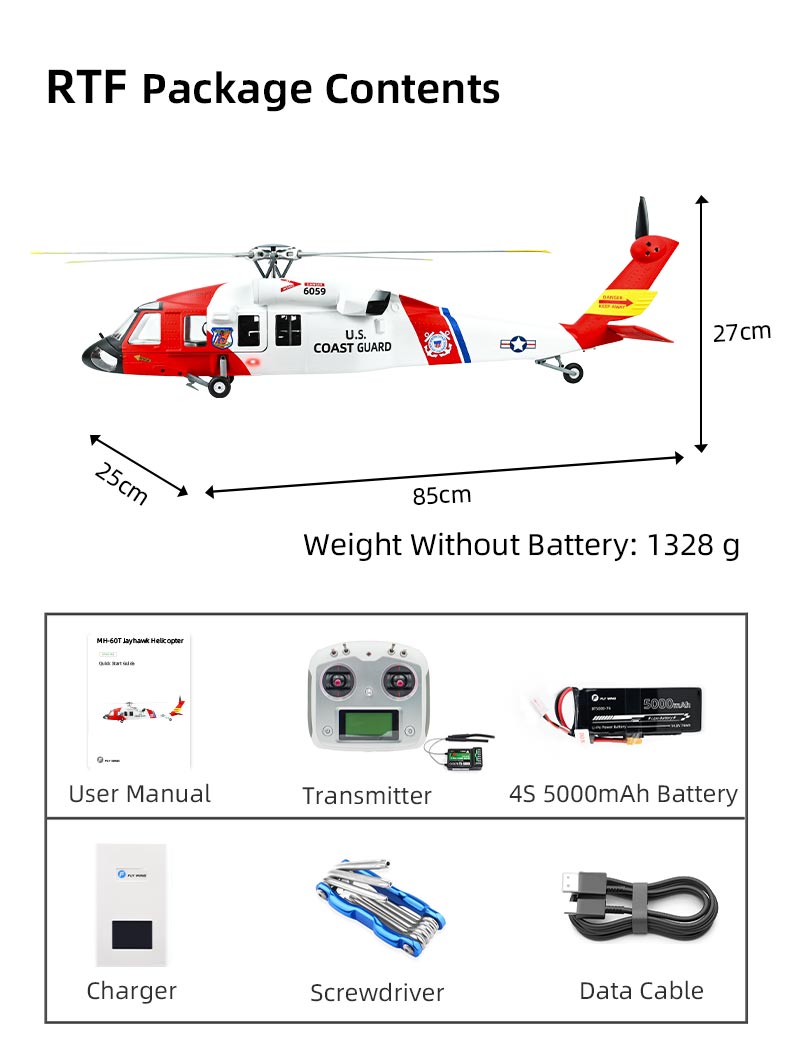 FLYWING UH-60 RTF 2.4G 6CH 470-Class Large Scale GPS Military RC ...