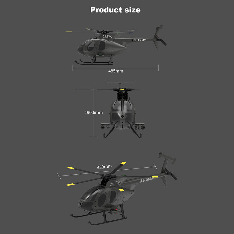 YU XIANG F119S MD500 MH-6 Little Bird Military GPS RC Helicopter Model ...
