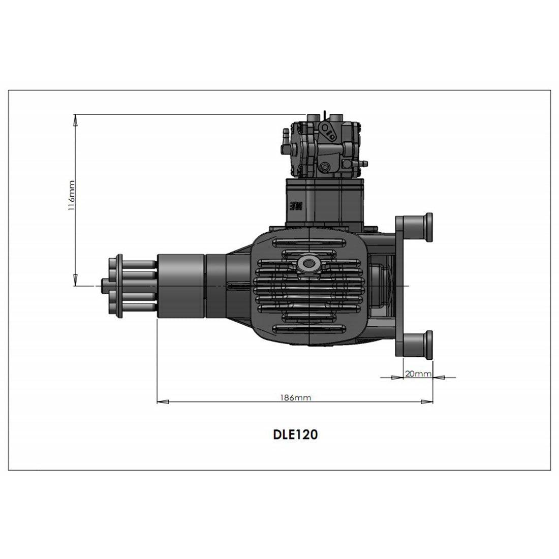 Dle Engines DLE-120 120cc Electronically Ignited Twin Cylinder Gasoline ...