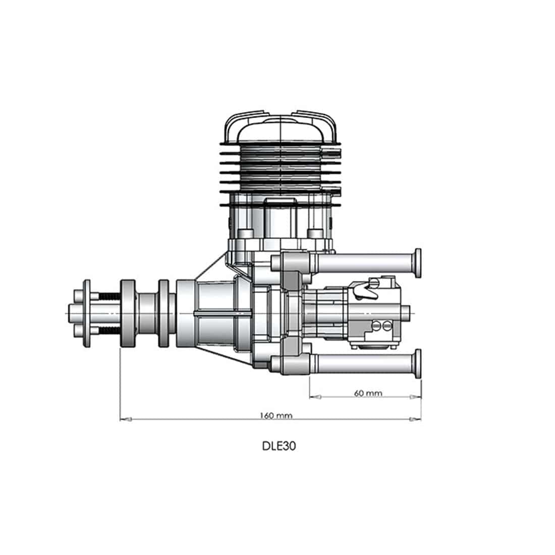 Dle Engines DLE-30 30cc Electronically Ignited Rear Carbureted Gasoline ...