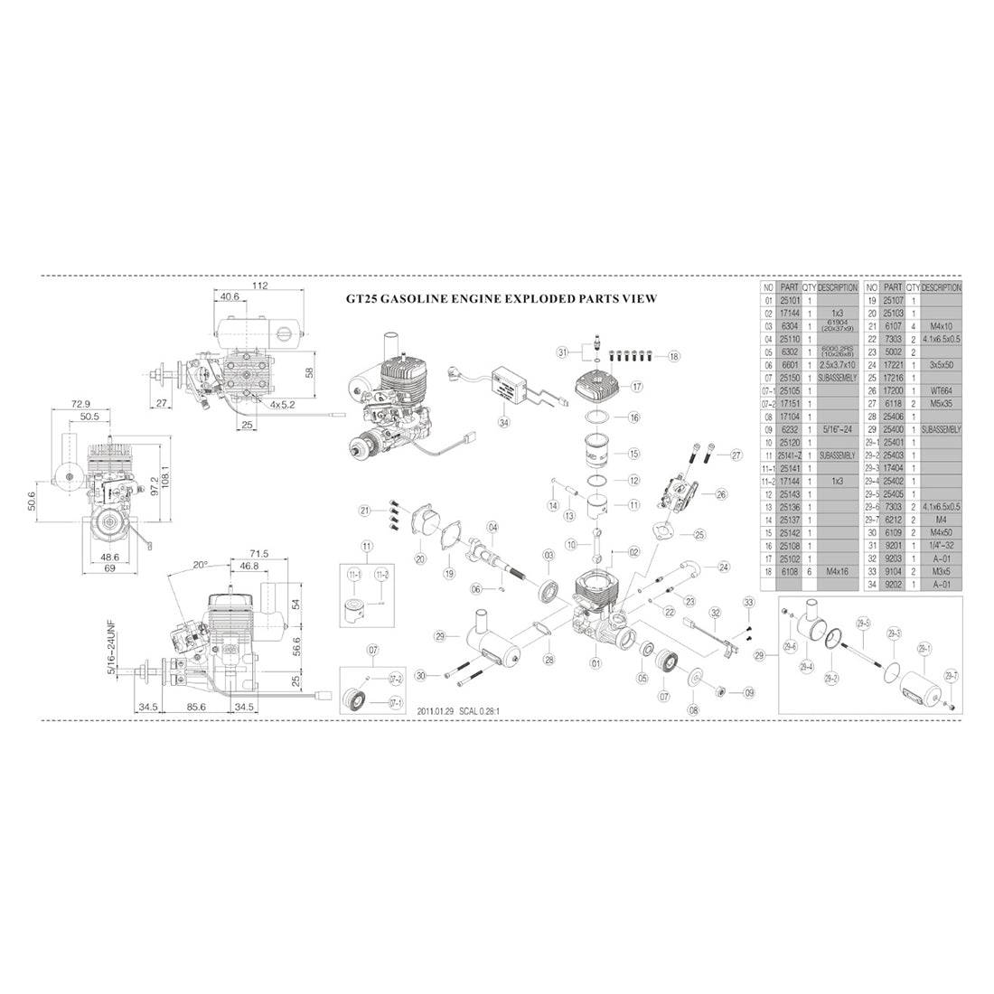 ngh GT25 25cc Single Cylinder Two Stroke Air Cooled Gasoline Engine for ...