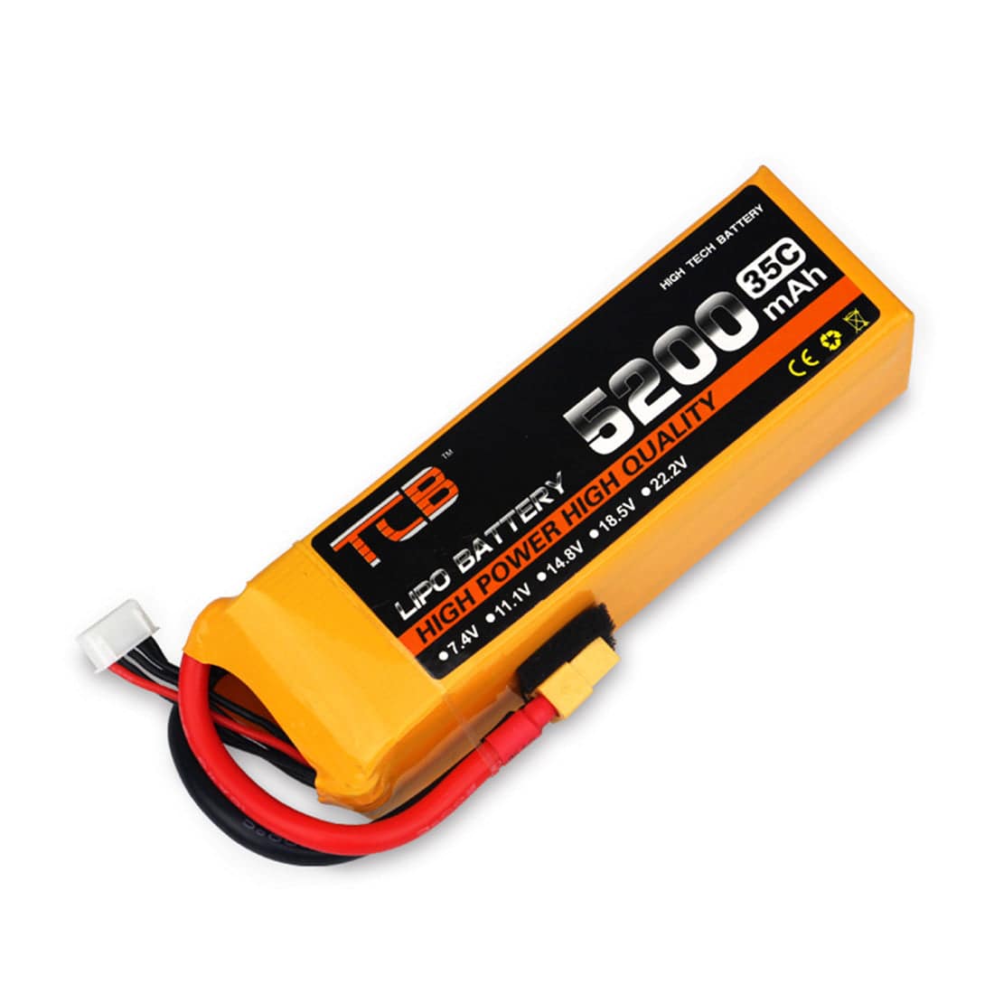 TLB 7.4V 5200mAh 35C 2S T-plug Battery for RC Boat and Car Methanol ...