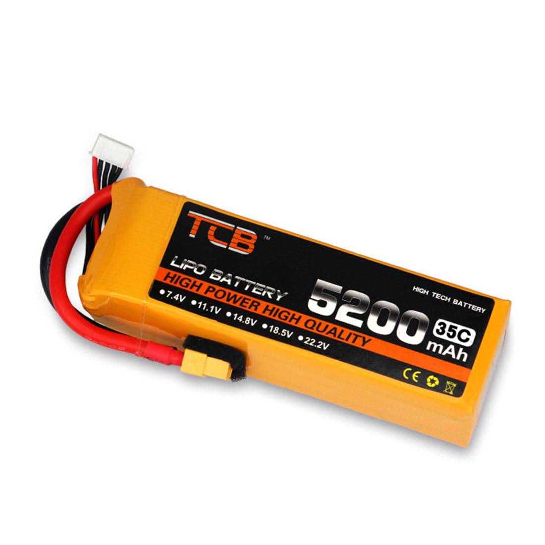 TLB 7.4V 5200mAh 35C 2S T-plug Battery for RC Boat and Car Methanol ...
