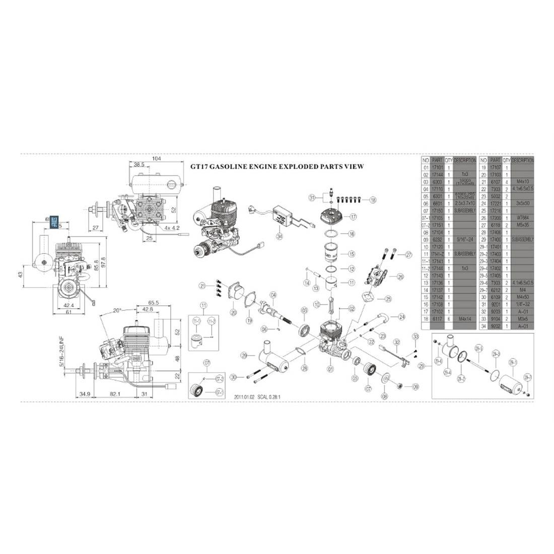 ngh GT17 17cc Single-cylinder Two Stroke Air Cooled Gasoline Engine for ...