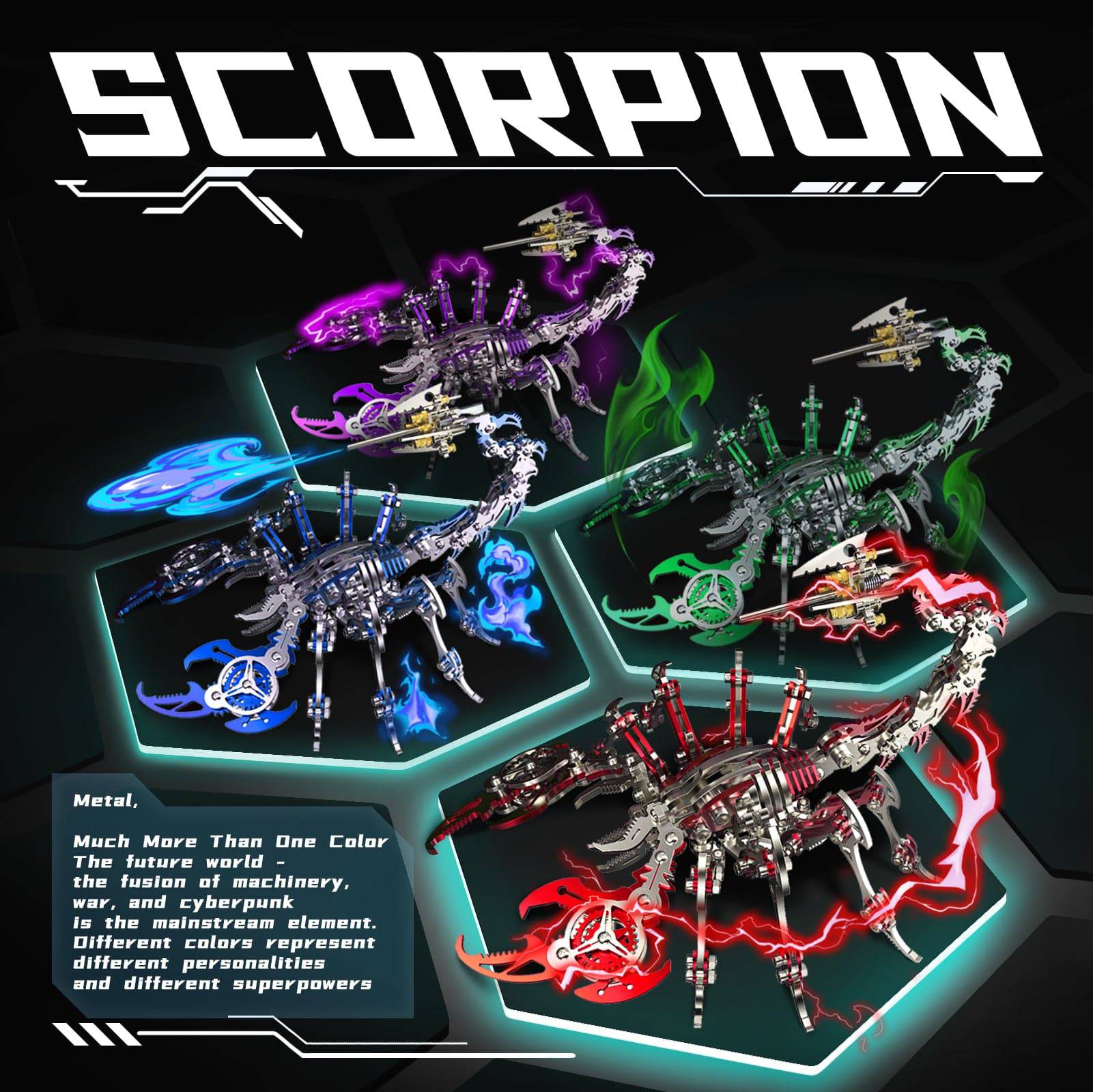 4pcs Scorpions DIY Animal 3D Metal Model Kits for Adult - Stirlingkit