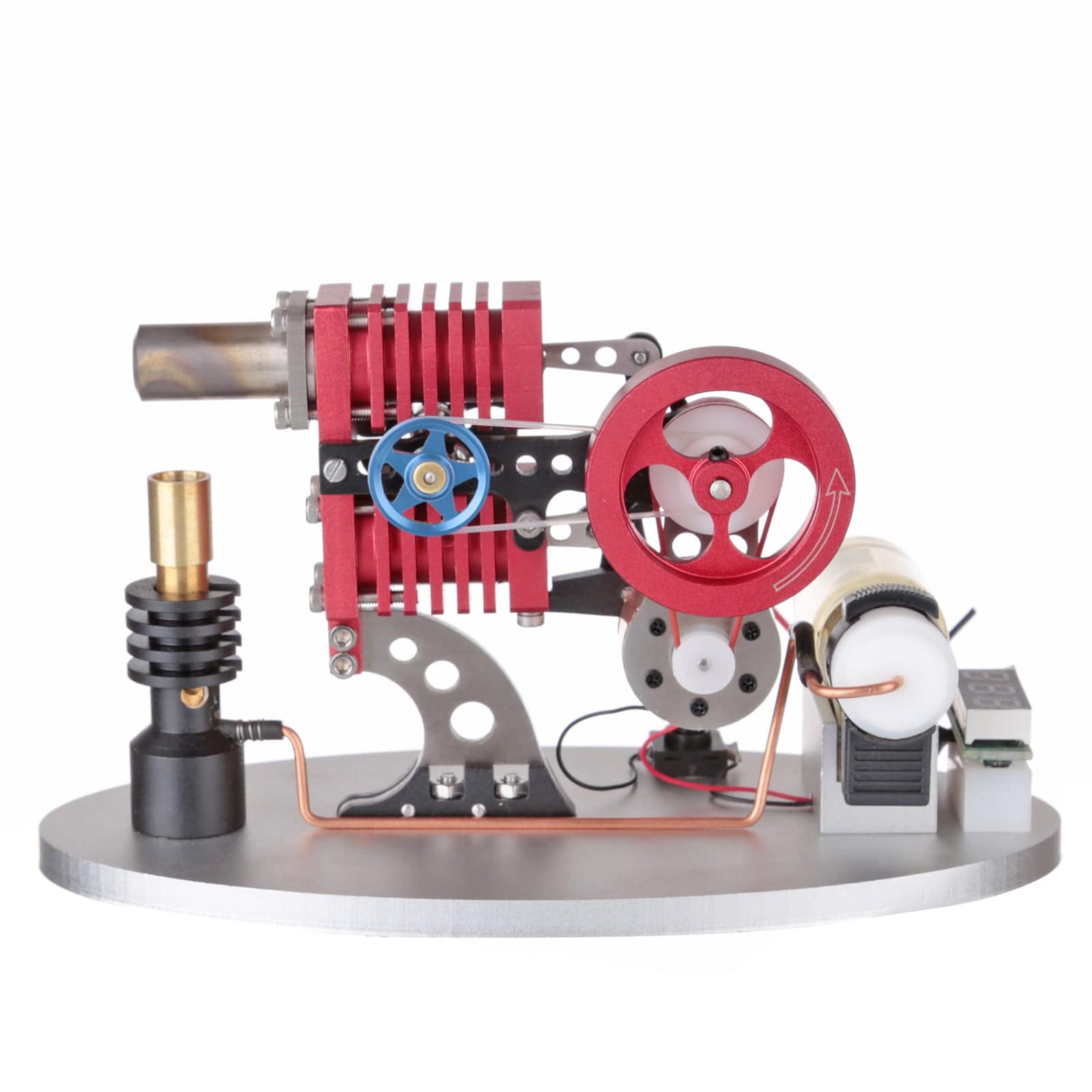 α Type Double Cylinder Butane Stirling Engine LED Generator Model with ...