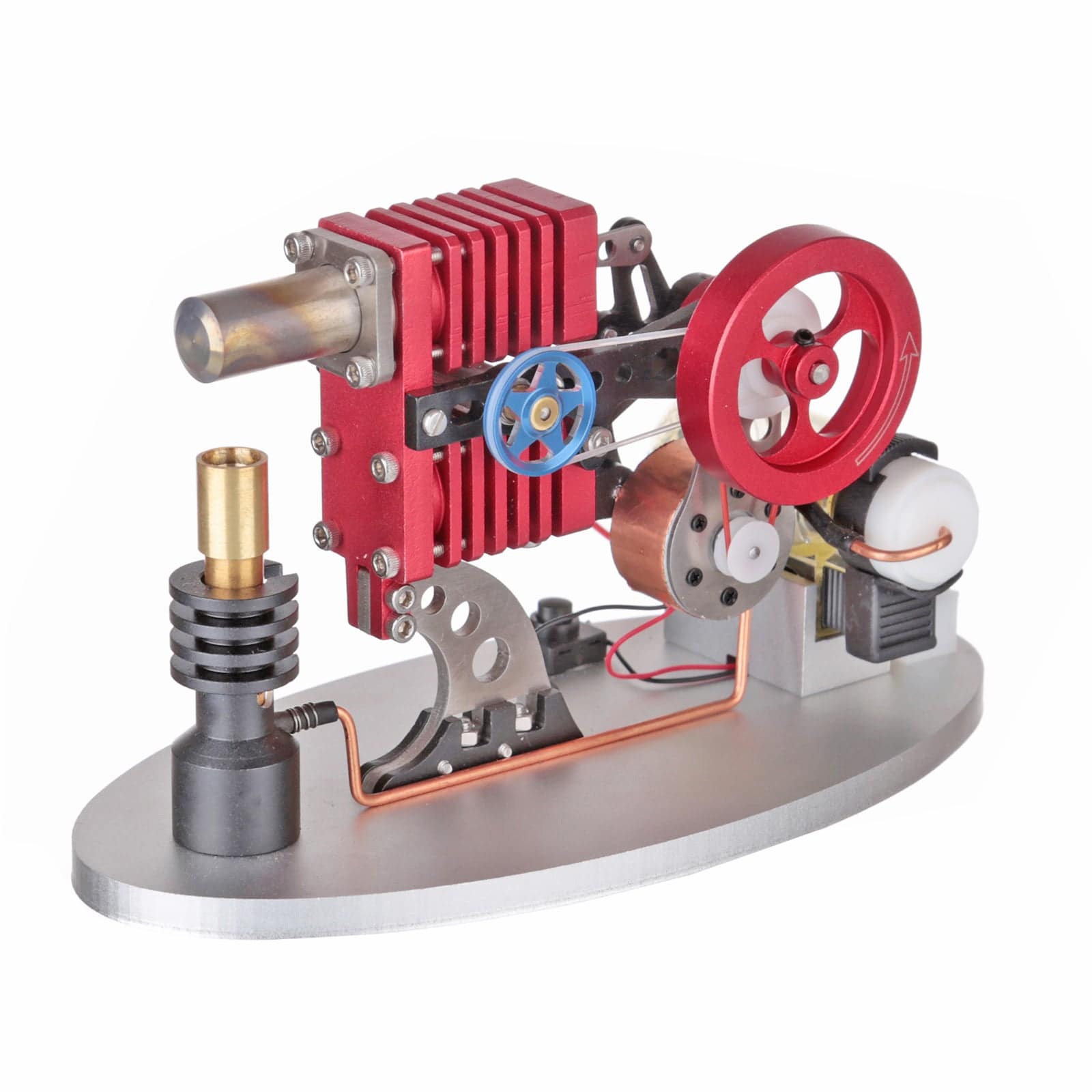 α Type Double Cylinder Butane Stirling Engine LED Generator Model with ...