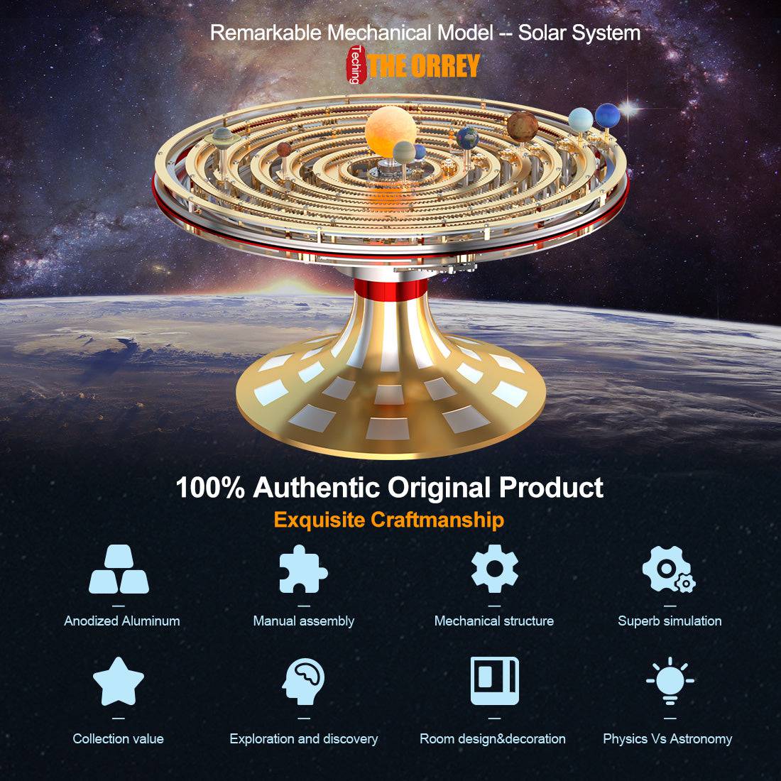 DIY Electric Eight Planet Obiting Orrery Solar System Working Model KITS Pre-order - Stirlingkit