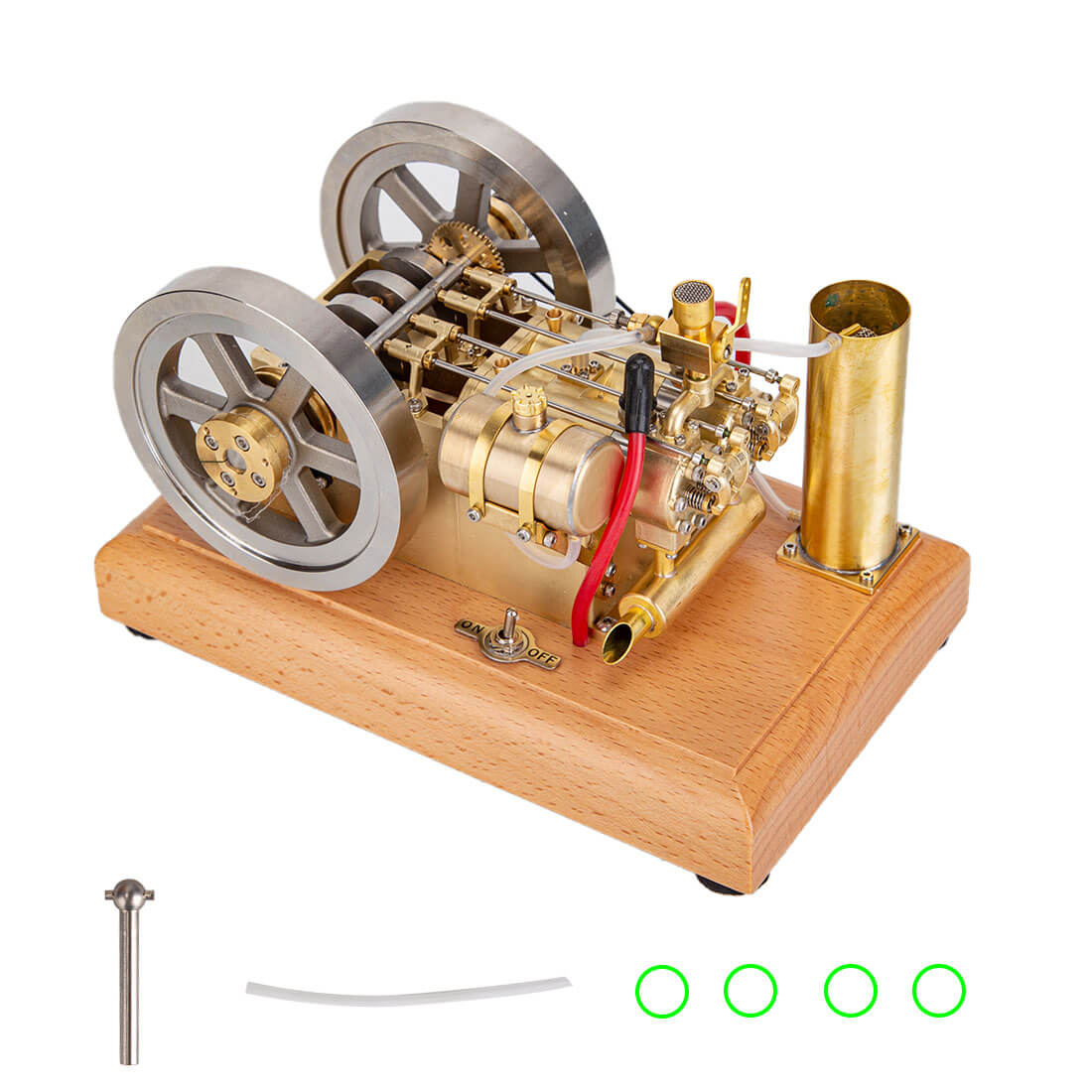 H76 5CC Horizontal Vintage Stationary Engine Twin-cylinder OHV Dual Flywheel Gasoline Internal ...