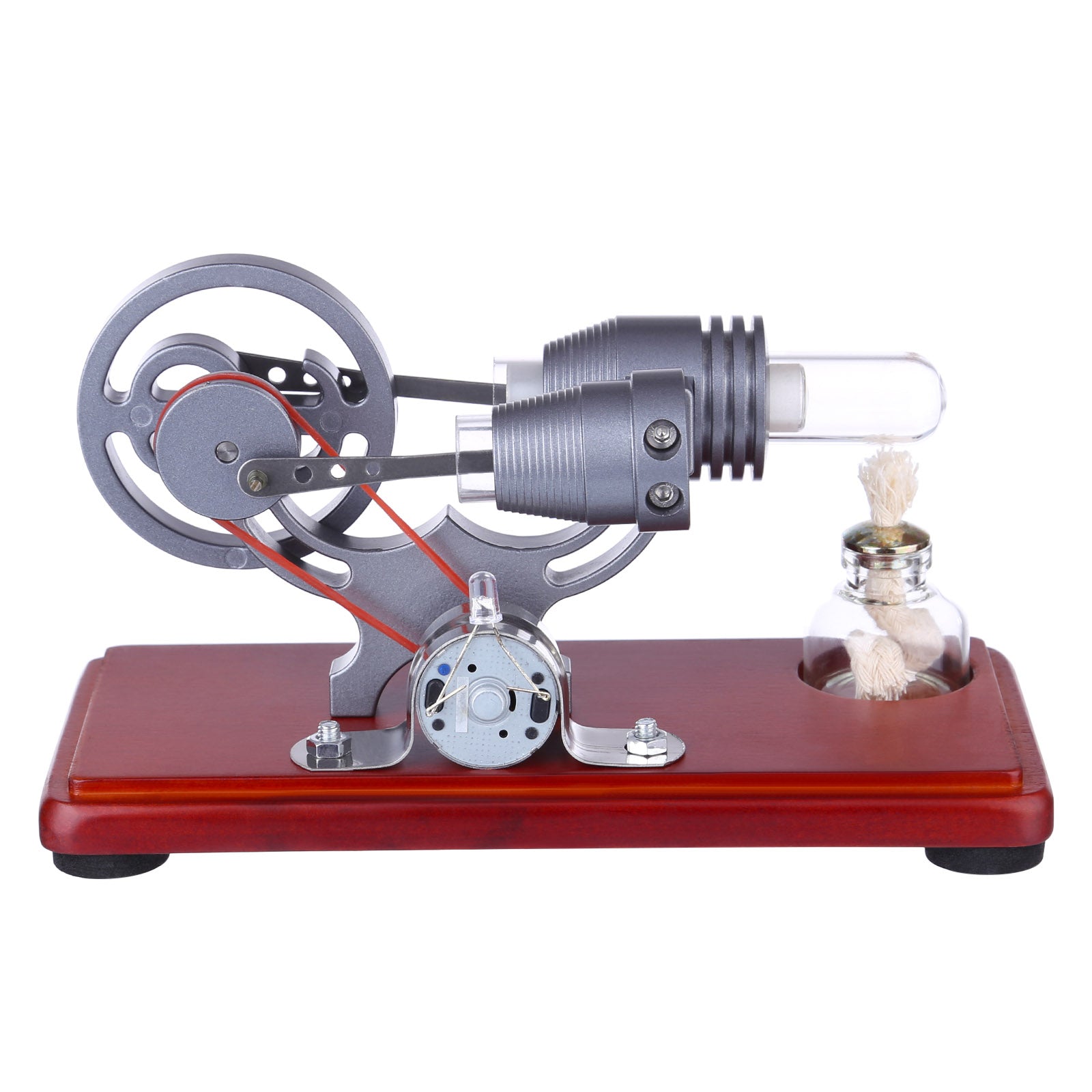 Hot Air Stirling Engine Colorful LED Flywheel Education Toy Electricity ...